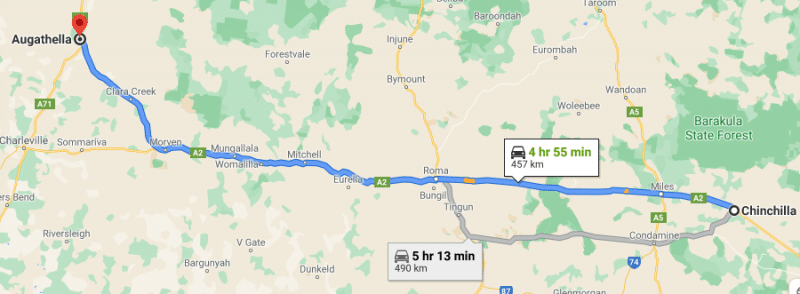 Chinchilla to Augathella map - Elizabeth Ellen Carter